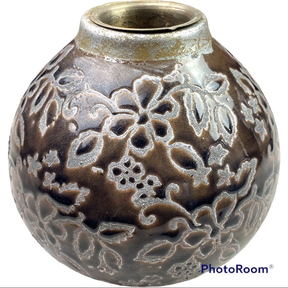 Accents | Firepot Floral Flame Gel Burner Outdoor Patio Decor Pottery ...